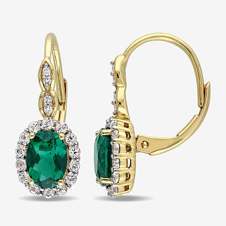 Click here for Diamond Accent Lab Created Emerald 14K Gold Drop E... prices