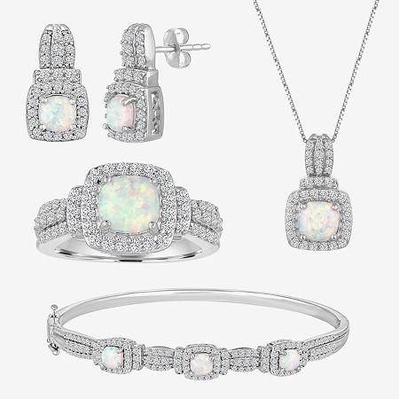 Click here for Lab-Created Opal And Cubic Zirconia Pure Silver Ov... prices