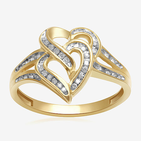 Click here for 1/8 CT. T. W. Diamond 10K Yellow or Rose Gold Doub... prices