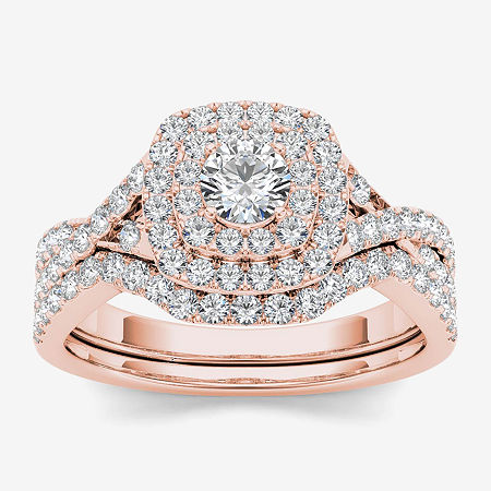 Click here for 7/8 CT.T.W. Natural Diamond 10K Rose Gold Bridal R... prices