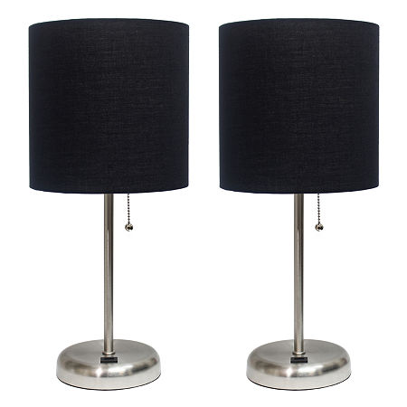 Click here for LimeLights Brushed Steel Lamp w/USB Port/Fabric Sh... prices