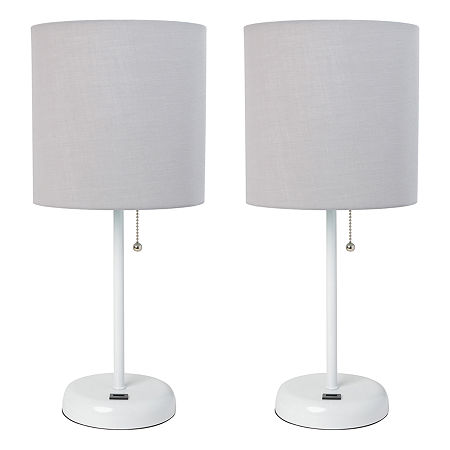 Click here for LimeLights White Base Lamp/USB Charge Port w/Grey... prices