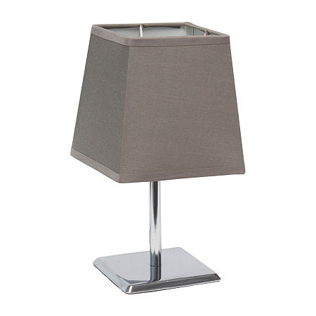 Simple Designs Mini Square Empire Fabric Shade Chrome Table Lamp