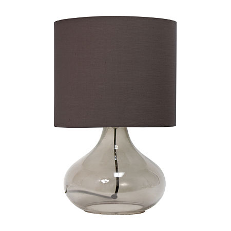 Simple Designs Glass Raindrop Table Lamp with Fabric Shade  Green with White Shade - Smoke  Gray