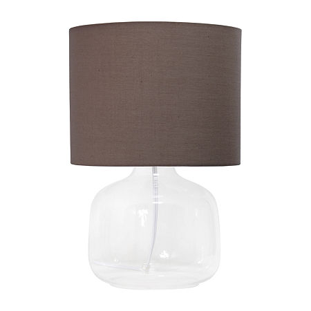 Simple Designs Glass Jar-Shaped Table Lamp w/Fabric Shade