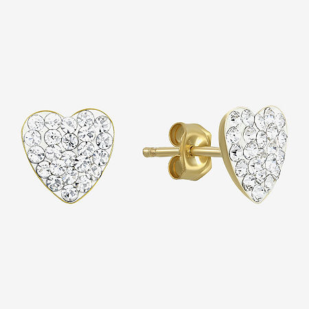 Click here for White Crystal 14K Gold 8.5mm Heart Stud Earrings... prices
