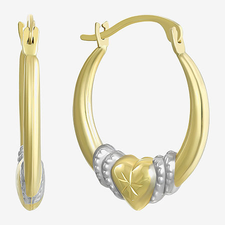 Click here for Two-Tone Heart Hoop Earrings 14K Gold  One Size prices