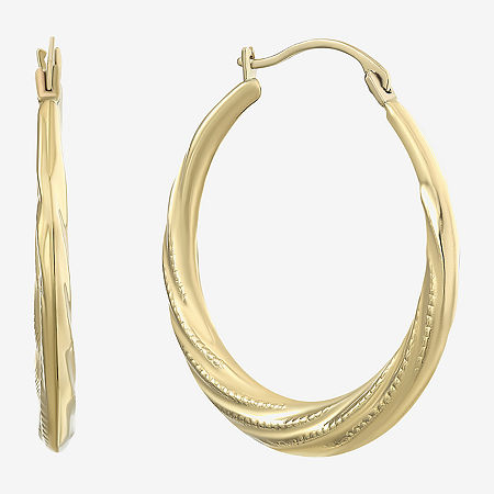 Click here for 14K Yellow Gold Patterned Hoop Earrings  One Size prices
