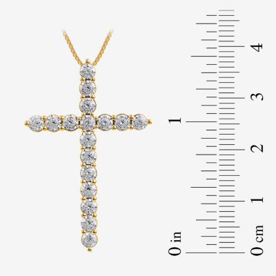 Womens 2 CT. Lab Grown White Diamond 10K White Gold Cross 18 Inch ...
