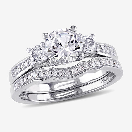 Click here for Lab Created White Sapphire & 1/7 CT. T.W. Diamond... prices