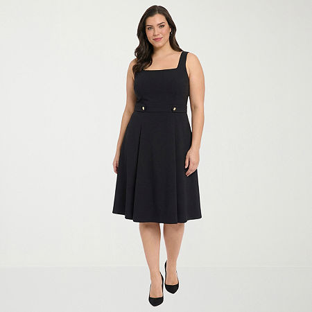 Click here for London Times Womens Plus Sleeveless Fit + Flare Dr... prices