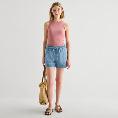 Click here for a.n.a Soft Drape Womens 4 Mid Rise Denim Short  X-... prices