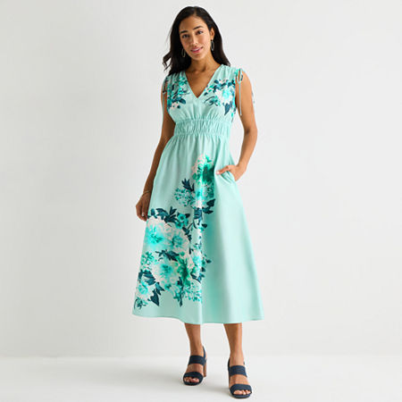 Click here for Melonie T Womens Sleeveless Floral Midi Fit + Flar... prices