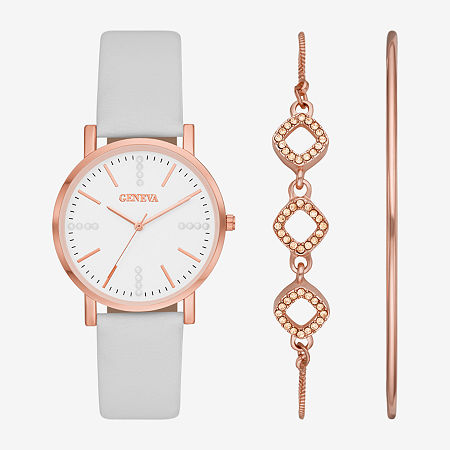 Click here for Geneva Ladies Womens White 4-pc. Watch Boxed Set F... prices