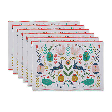 Design Imports Easter Folk Garden Placemats 13 x 19  Set of 6 - Multicolor