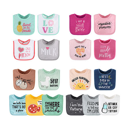 The Peanutshell Baby Girls Terry Bibs  18 Pack for Feeding  Teething  or Drooling Foods/Hello Sunshine - Multicolored