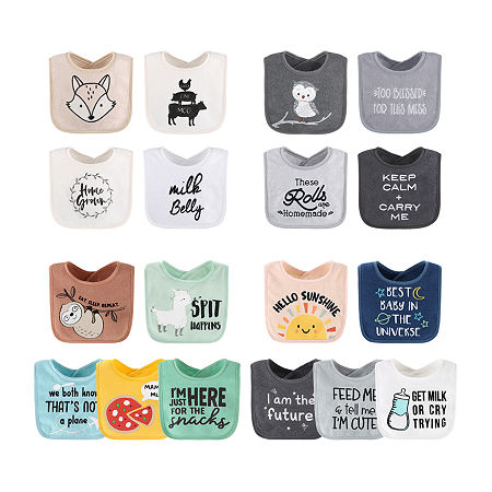 The Peanutshell Baby Girls Unisex Terry Bibs  18 Pack for Feeding  Teething  or Drooling  Neutrals/Hello Sunshine - Multicolored