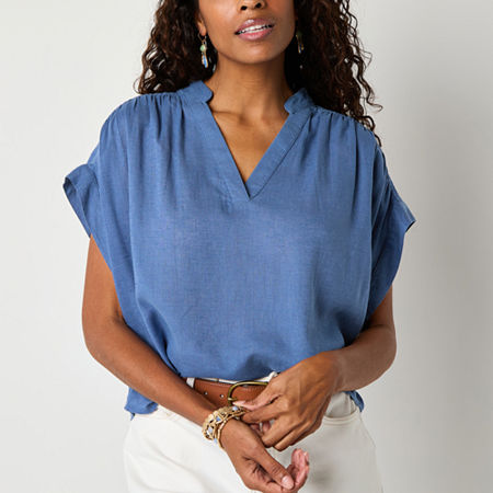 Click here for a.n.a Womens Split Crew Neck Short Sleeve Blouse... prices