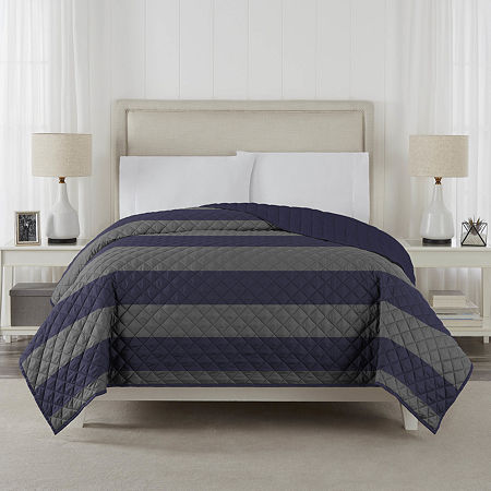 Click here for Martex Rugby Stripe Coverlet  One Size  Gray prices