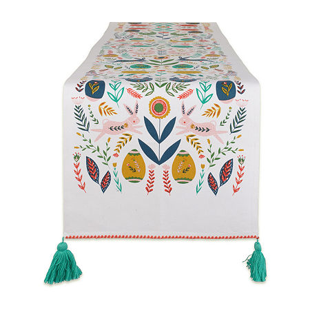 Design Imports Easter Folk Garden Embellished Table Runner  14 x 72 - Sage