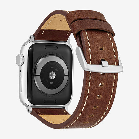 WITHit Smooth Brown Leather Band designed for Apple Watch 42mm (Series 1-3 only) & 44/45/46/49mm (Ultra & Ultra 2) - Brown