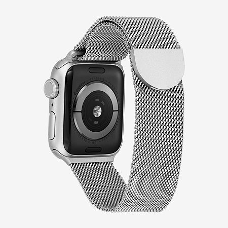 WITHit Silver-Tone Stainless Steel Mesh Band designed for Apple Watch 42mm (Series 10) & 38/40/41mm - Silver