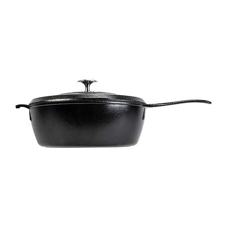 Lodge Cast Iron Blacklock Triple Seasoned 4 Quart Deep Skillet with Lid Cookware - Black
