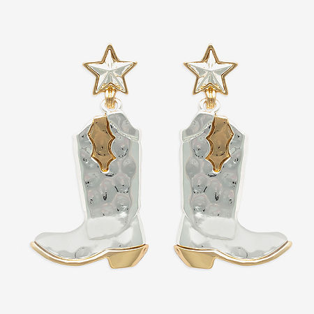 Click here for Bijoux Bar Two Tone Boots Womens Drop Earrings  On... prices