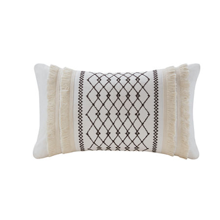 Ink+Ivy Bea Embroidered Decorative Pillow  12 x 20 - Ivory