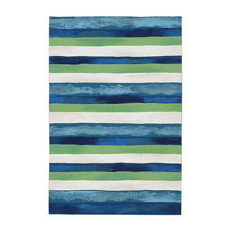 Liora Manne Visions Ii Painted Stripes 5 x 8 Outdoor Area Rug - Sapphire