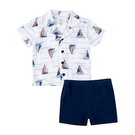 Baby Essentials Baby Boys 2-Pc. Sailor Shirt & Shorts Set - Navy