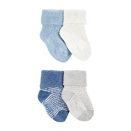 Carters Baby Boys 4-Pk. Chenille Foldover-Cuff Booties - Blue