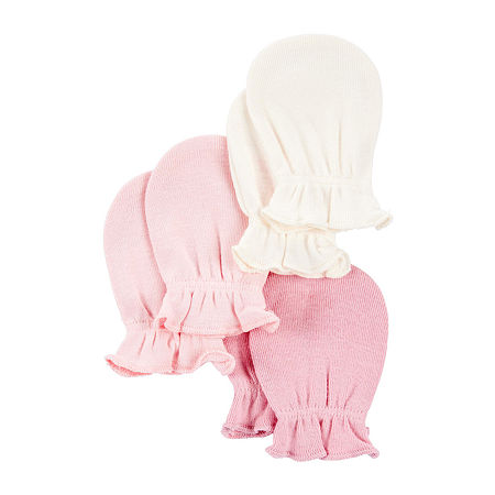 Carters Baby Boy or Baby Girls Cotton Mittens  3 Pack - Pink