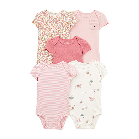 Click here for Carters Baby Girls Cotton Bodysuits  5 Pack - Pink prices