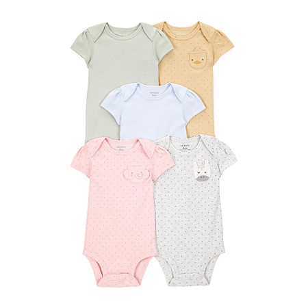 Carters Baby Girl Printed Animal Short-Sleeve Bodysuits  5 Pack - Multi/Zoo