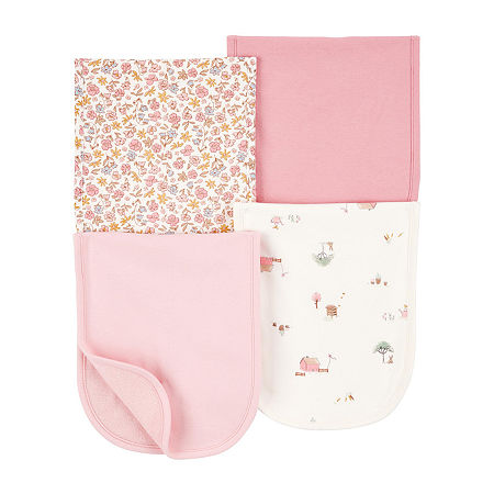 Carters Baby Cotton Burp Cloths  4 Pack - Pink