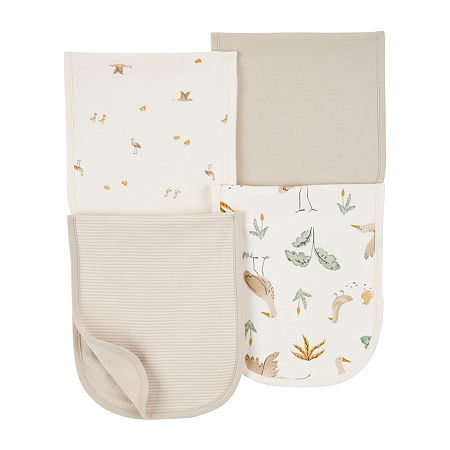 Carters Baby Cotton Burp Cloths  4 Pack - Ivory/brown