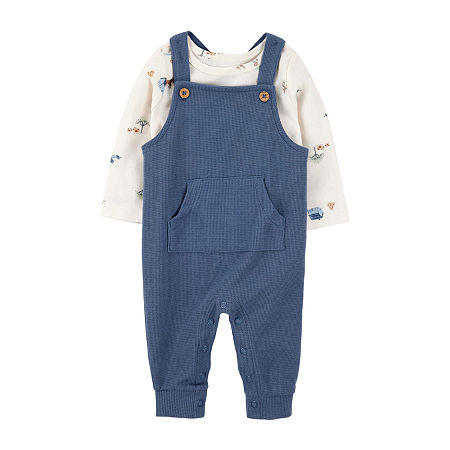 Carters Baby Boys 2-Pc. Long-Sleeve T-Shirt & Thermal Overalls Set - Blue