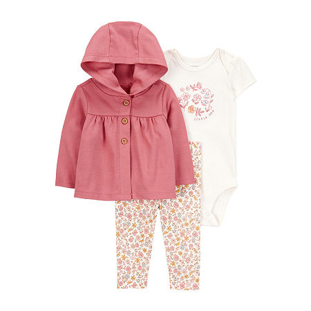 Baby Girl (NB-12M) Carters(R) 3pc. Floral & Solid Cardigan Set