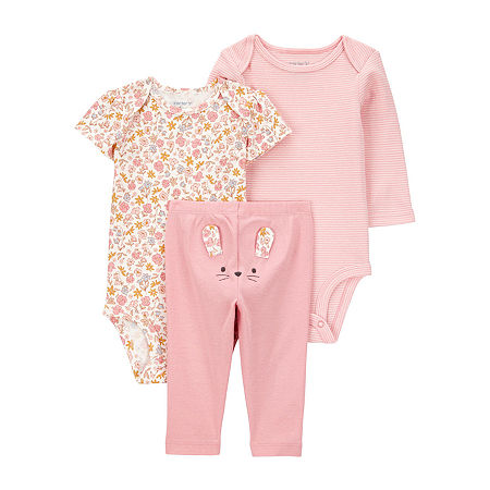 Carters Baby Girls 3-Pc. Cotton Floral Mouse Little Character Set - Pink