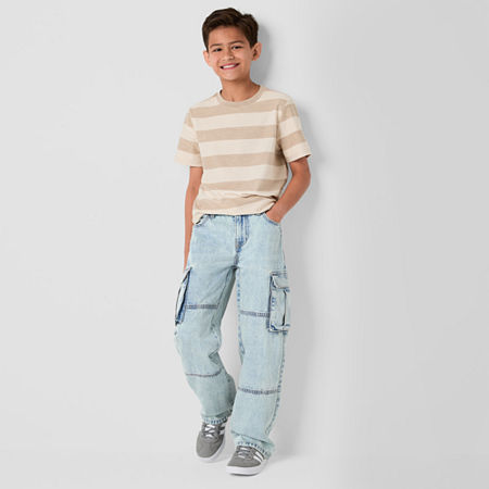 Thereabouts Little & Big Kid Boys Adjustable Waist Cargo Loose Fit Jean  Small (8)  Blue