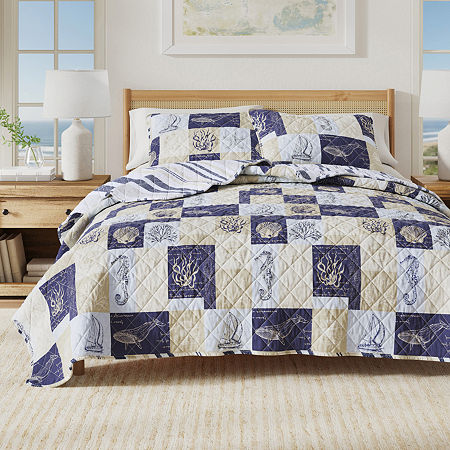 Click here for Linery Seashell Patchwork Reversible Quilt Set  On... prices
