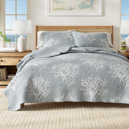 Click here for Linery Coral Starfish Reversible Quilt Set  One Si... prices