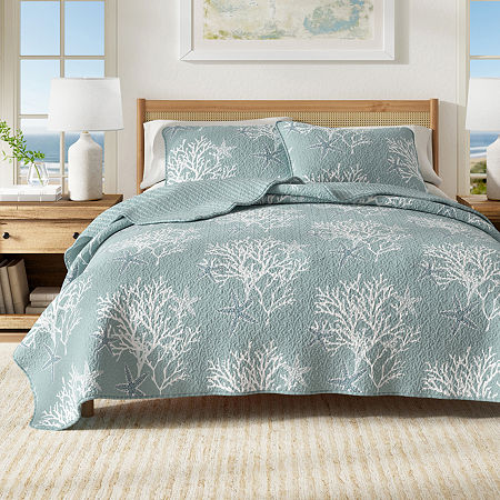 Click here for Linery Coral Starfish Reversible Quilt Set  One Si... prices