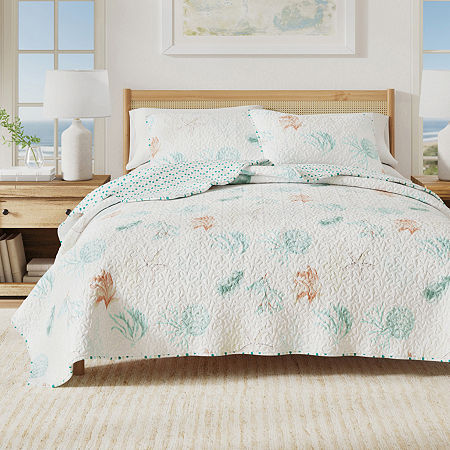 Click here for Linery Stripes Seashells Reversible Quilt Set  One... prices