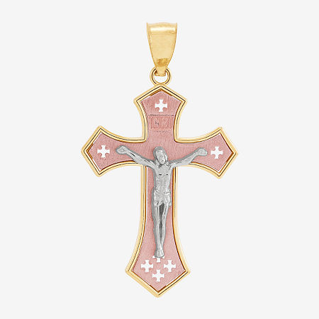 Click here for Crucifix Womens 10K Two Tone Gold Cross Pendant  O... prices