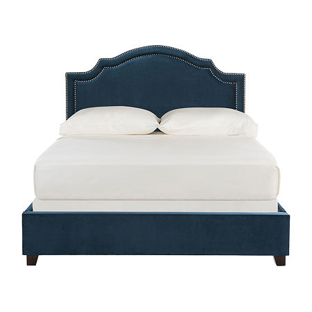 Click here for Theron Velvet Upholstered Bed  One Size  Blue prices