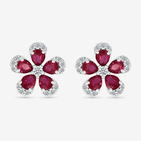 Click here for Lab Created Red Ruby Sterling Silver 12.5mm Flower... prices