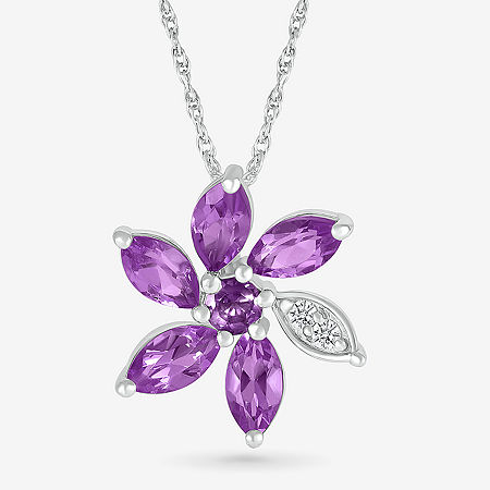 Click here for Womens Genuine Purple Amethyst Sterling Silver Flo... prices