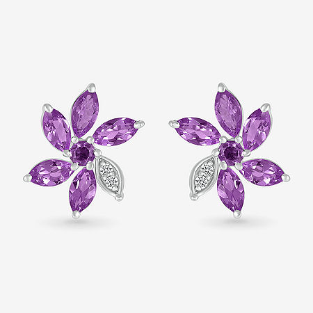 Click here for Genuine Purple Amethyst Sterling Silver 11.5mm Flo... prices